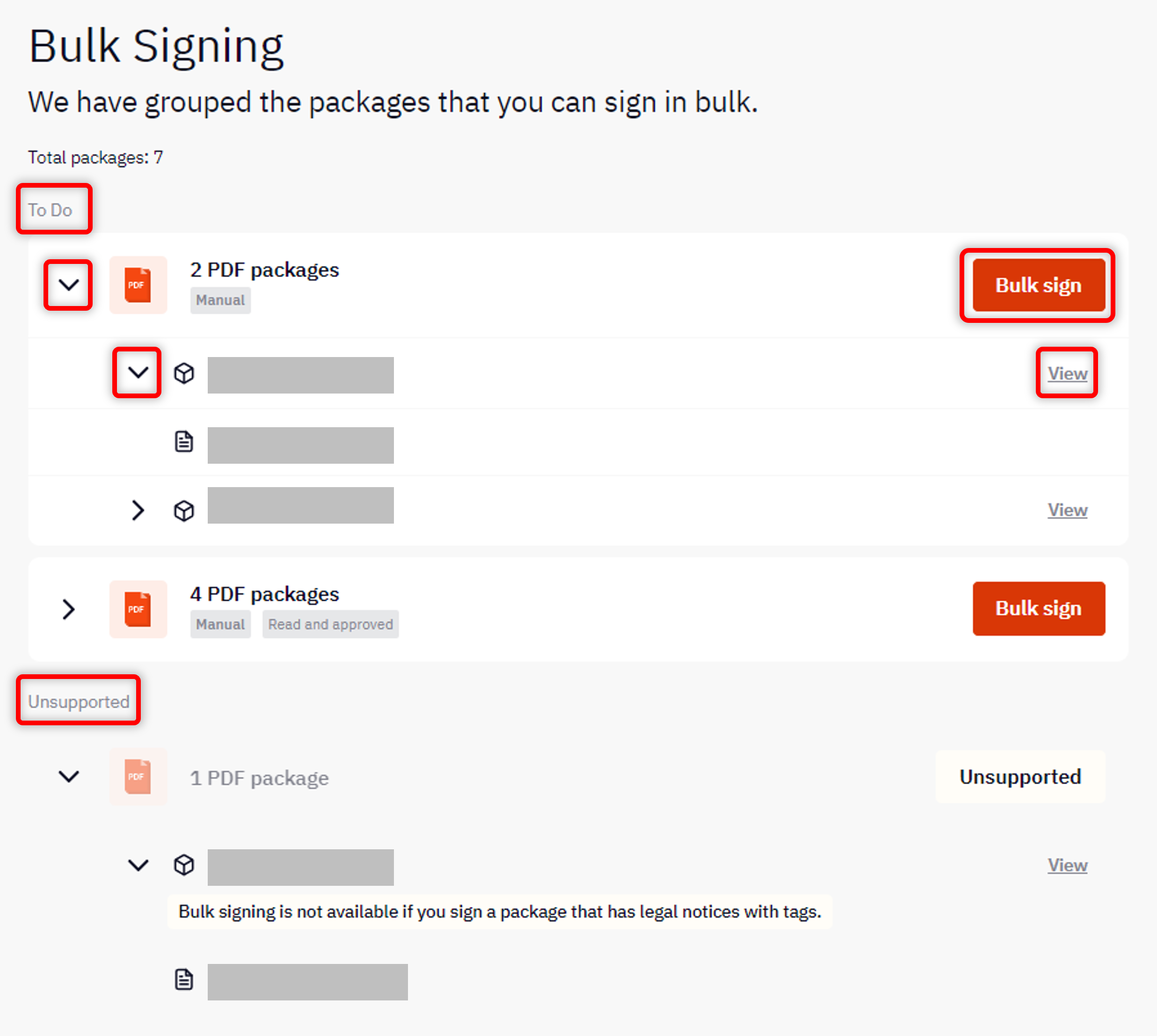 Signing documents in bulk