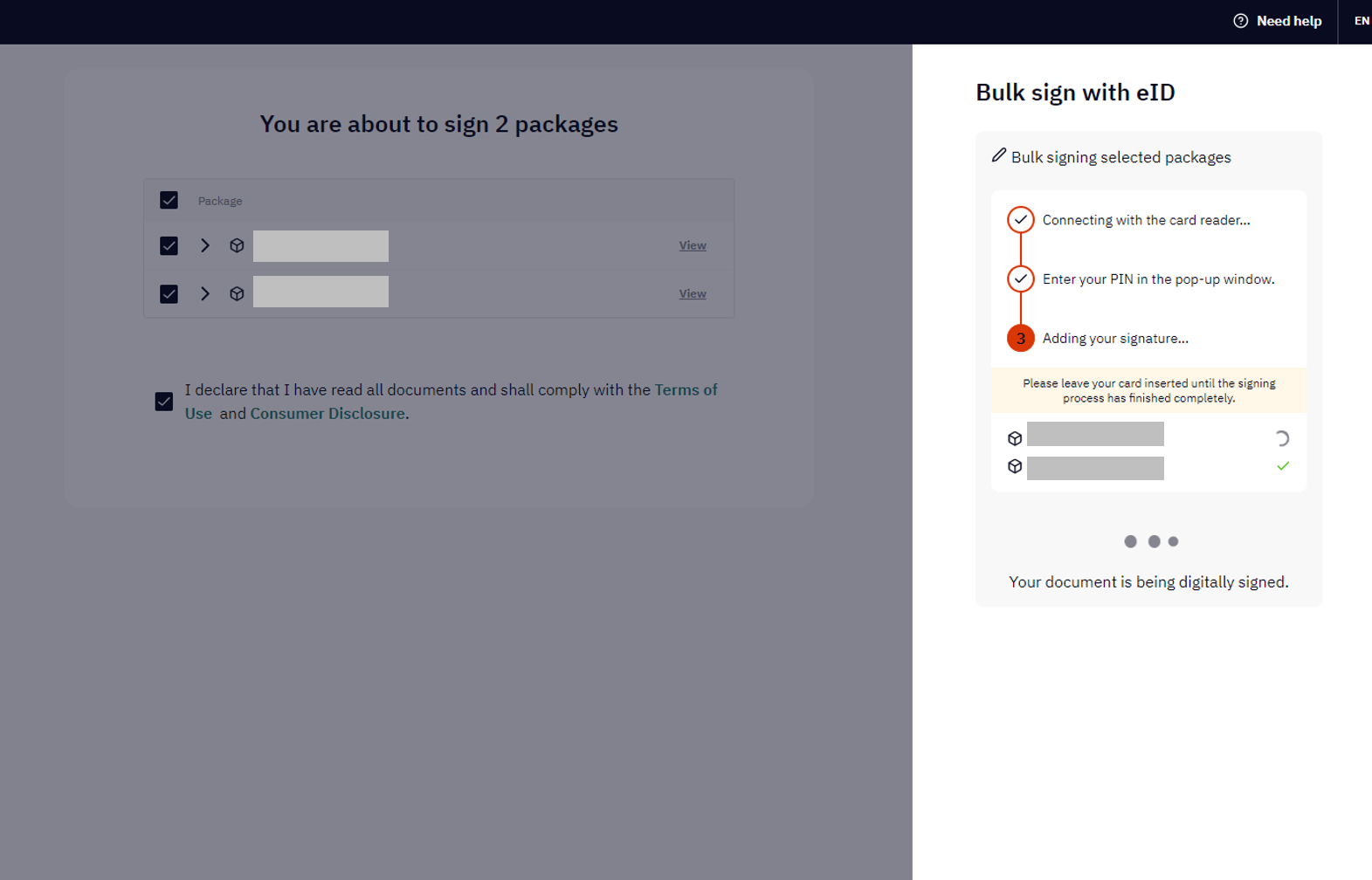 Signing documents in bulk