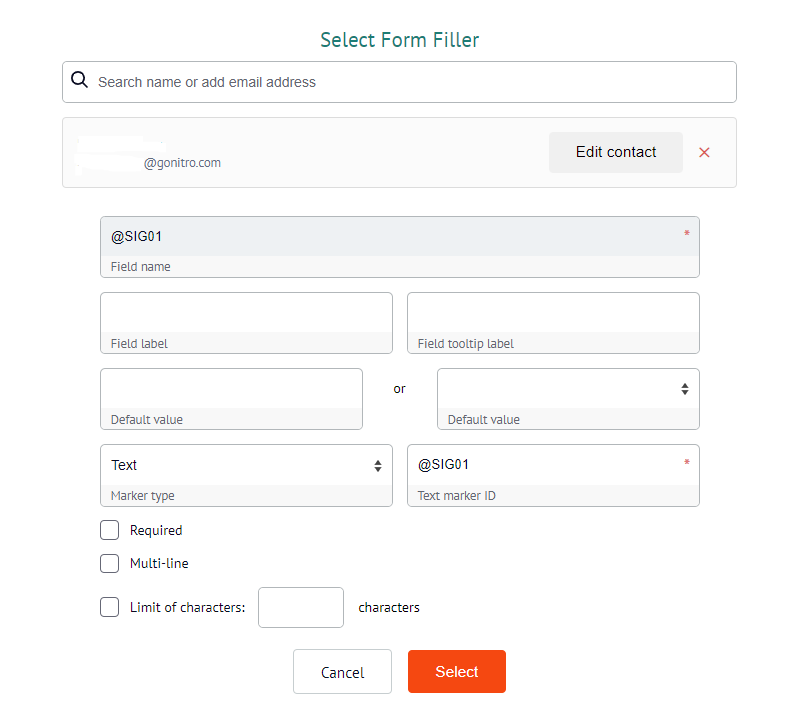 Link form and signing fields to a text marker or PDF form field