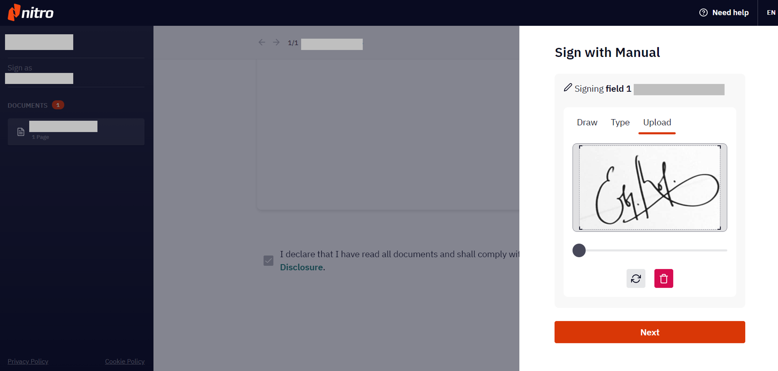 Uploading your signature image