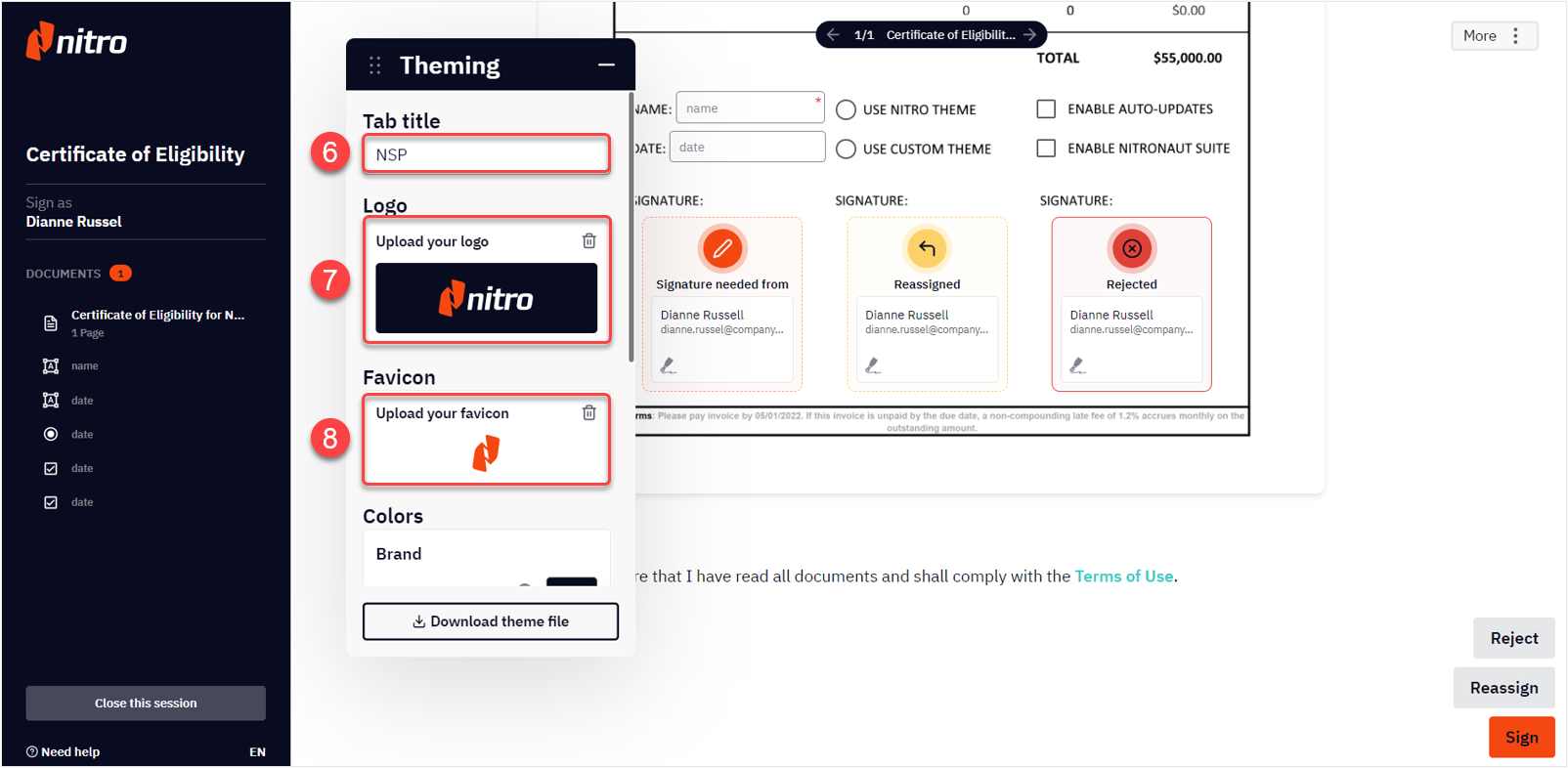 Customizing themes with the Theming tool