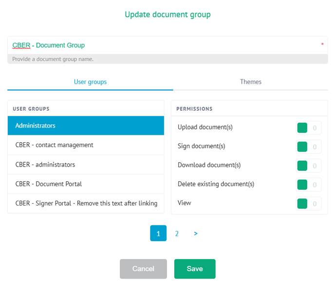 How do I edit a document group?